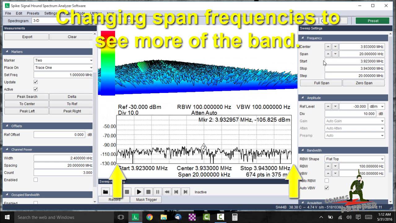 Signal Hound SA44B Spectrum Analyzer - Listening to the 80 meter band ...