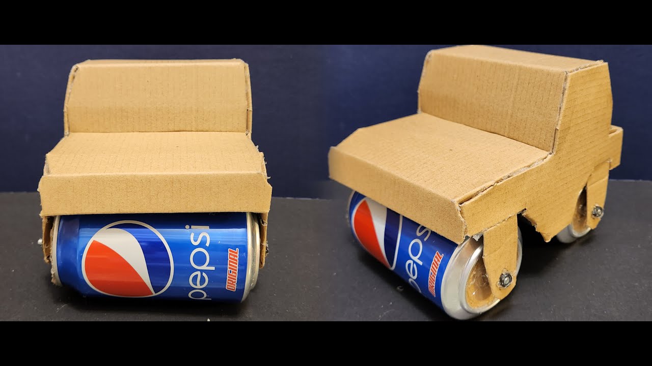 DIY Cardboard Car with Soda Can Wheels - Fun Recycling Craft! - YouTube
