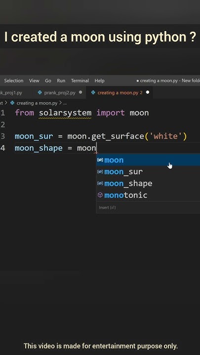I created a moon using python? 😍 python interesting project #shorts #python meme - YouTube