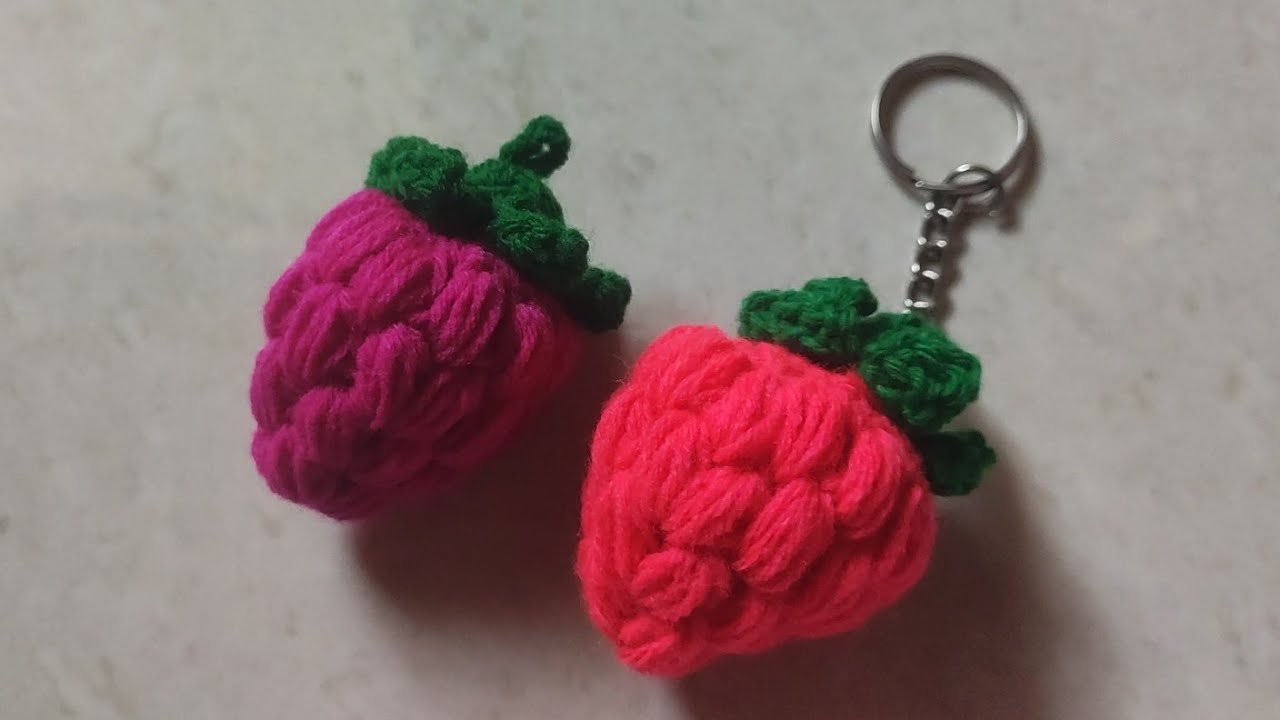 Strawberry Woolen Keychain Making / Woolen Design 🍓😱😱 - YouTube