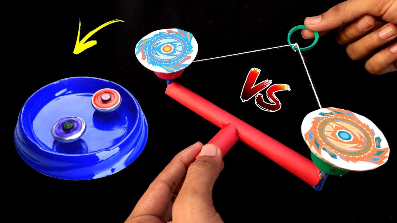 how to make beyblade with launcher , Bey blade Fight/battle , Diy ...