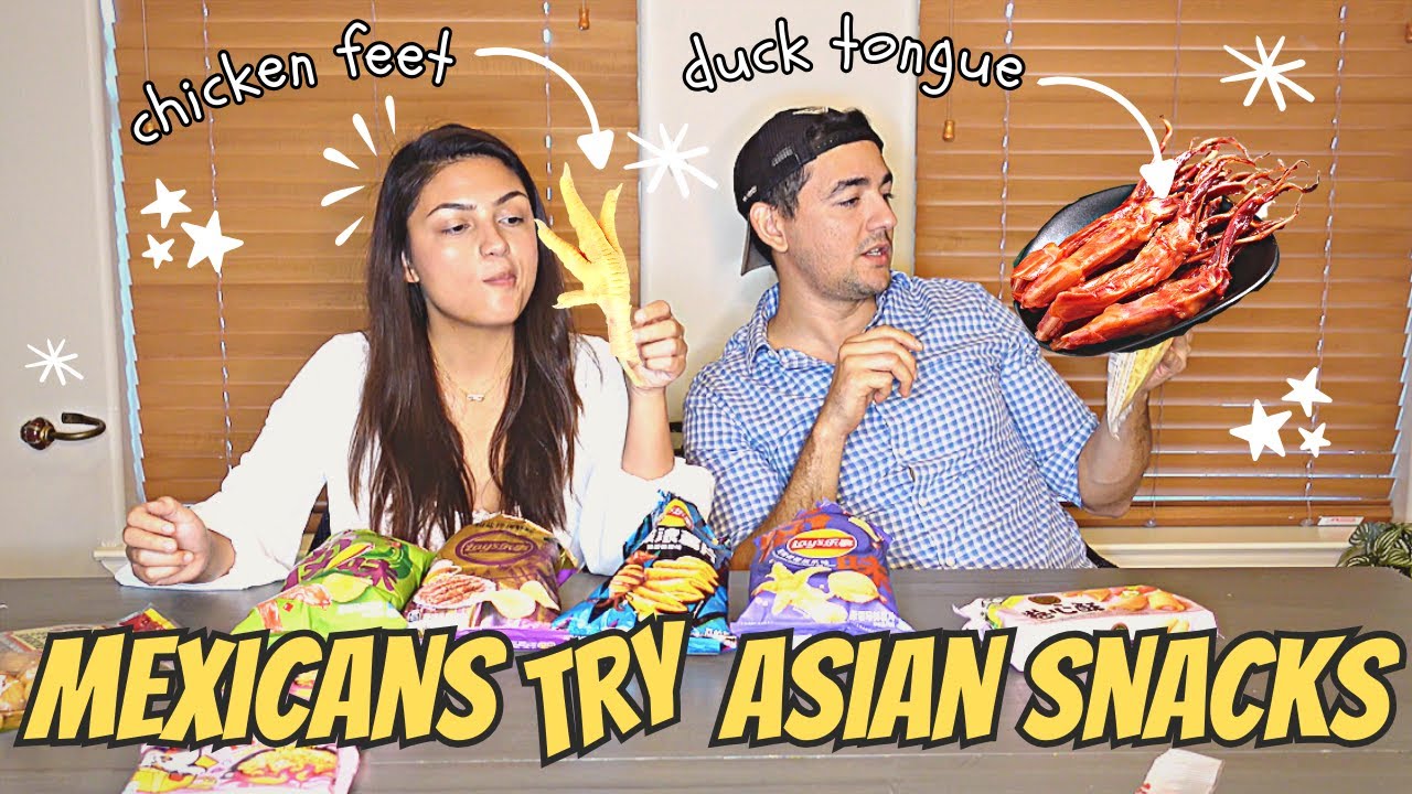 TRYING ASIAN SNACKS **DUCK TONGUE, CHICKEN FEET CHIPS** - YouTube