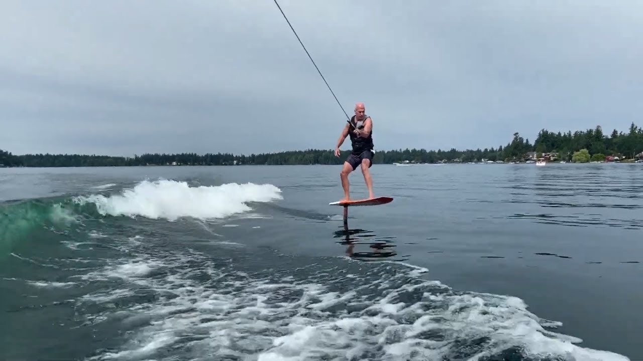 First Time Wake Foiling On American Lake - YouTube
