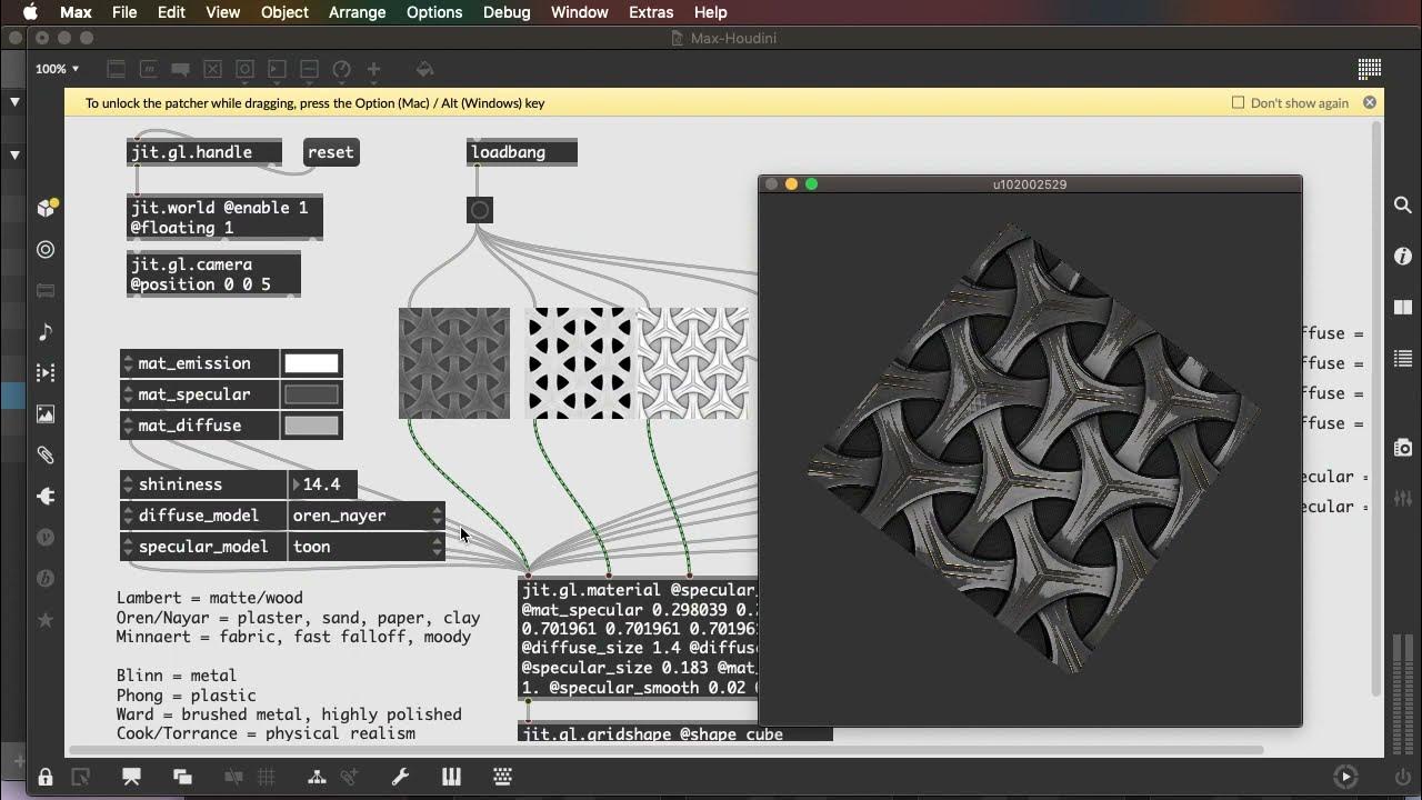 Max tutorial: intro to jit.gl.material - YouTube