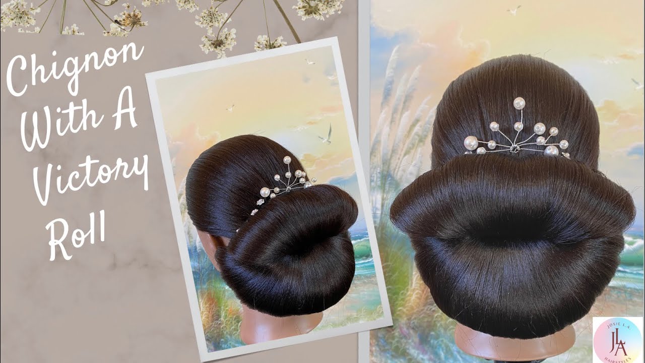Chignon With A Victory Roll - YouTube