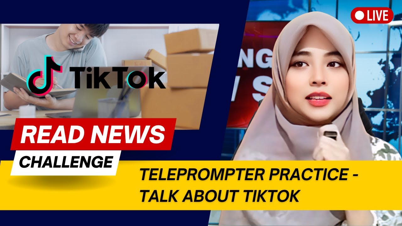TELEPROMPTER PRACTICE TALK ABOUT TIKTOK - READING NEWS CHALLENGE ⁉️ #englishchallenge # ...