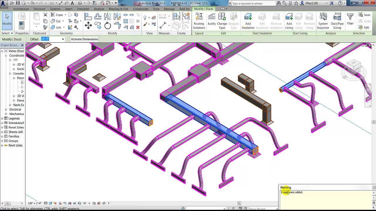 Revit 2014: Cap Open Ends For Duct and Pipe - YouTube