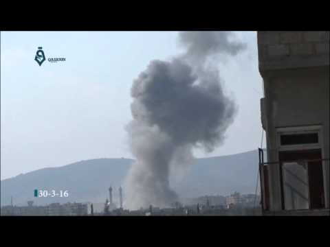 Qasioun News: Airstrike hits Harasta city in Rif Dimashq