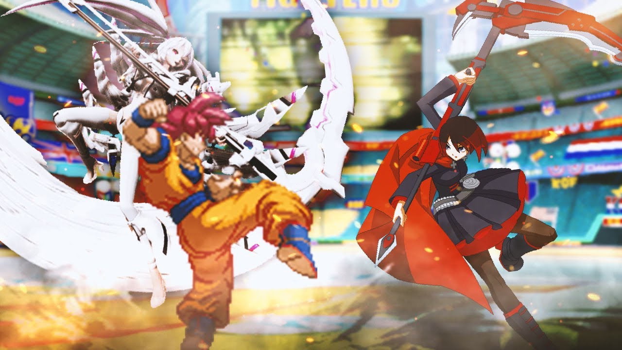 DBS Blizzard Goku vs TDA White Rock Shooter & RWBY Ruby Rose Tag Team ...