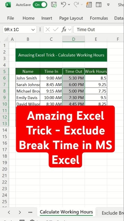 Amazing Excel Trick ‼️ - Exclude Break Time. #excel #shorts @KTAnalytics - YouTube