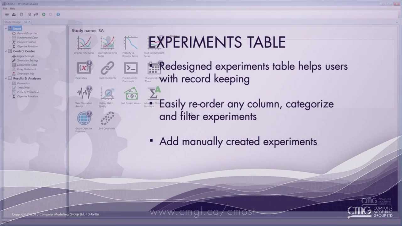 CMG CMOST Experiments Table - YouTube