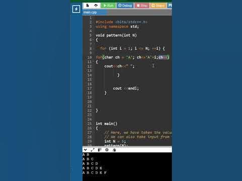 How to solve Increasing Letter Triangle Pattern Program in CPP | C++ | Problem Solving #coding ...