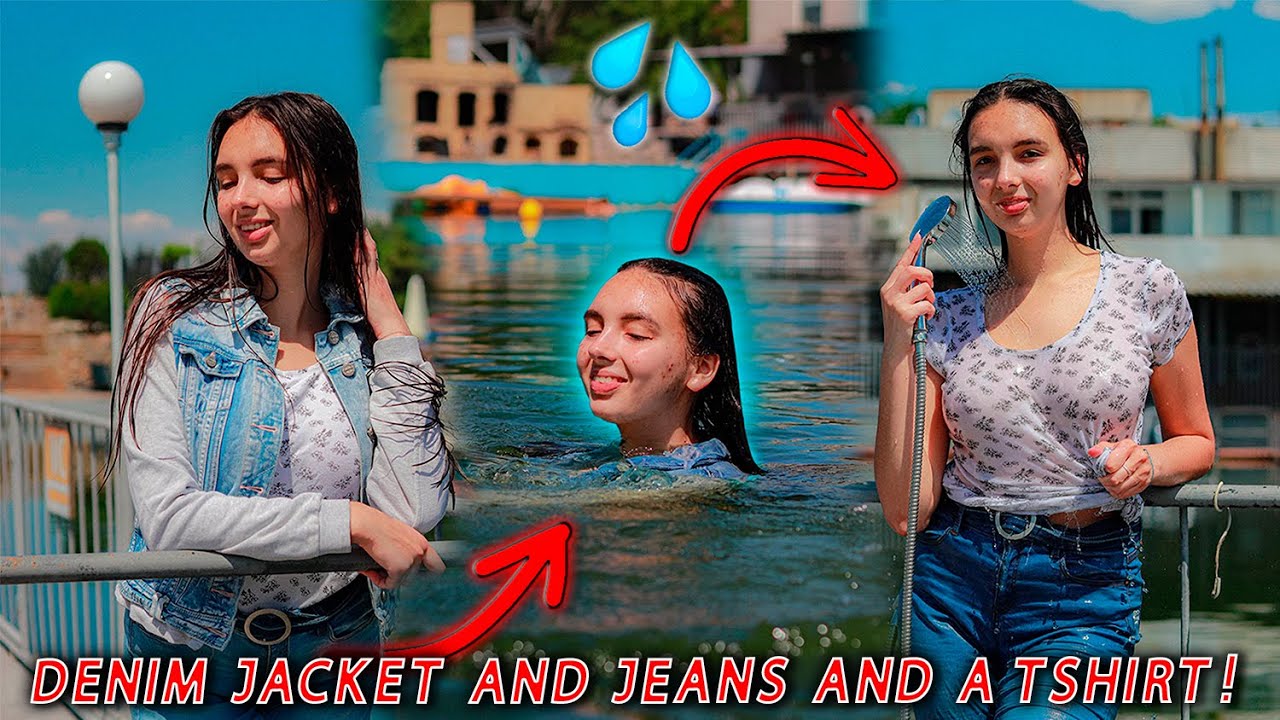She's all wet in a denim jacket and jeans and a T shirt! best wetlook ...