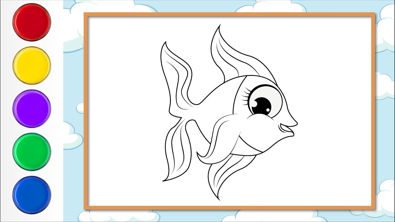 How to Draw Fish and Color for Kids - Coloring and Drawing for kids ...