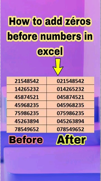 how to add zéros before numbers in excel - YouTube