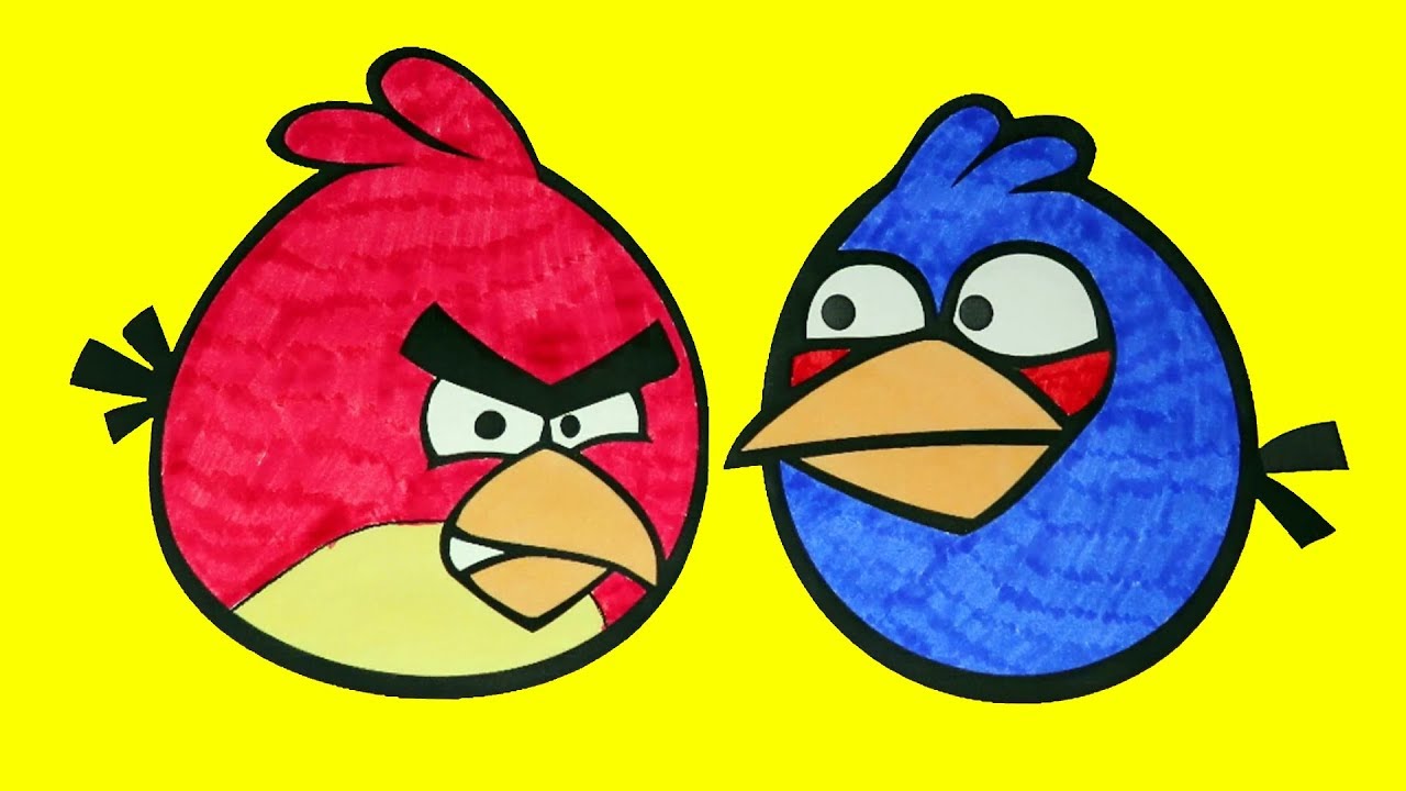 Angry Birds Red and Blue Coloring Pages For Kids - YouTube