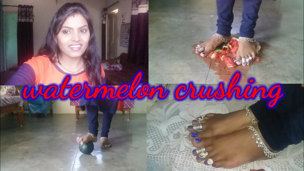 Crushing watermelon🍉 Indian feet 💅 watermelon foot sucrub in marathi ...