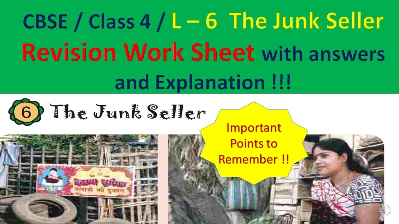 Class 4 Maths L 6 The Junk Seller Revision Work Sheet With Answers Class 4 Maths L 6 The Junk Seller Revision Work Sheet With Answers