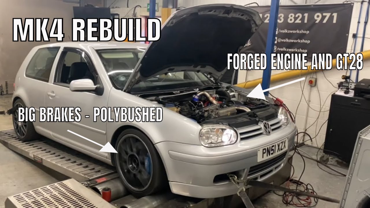 VW MK4 GOLF 1.8T BIG TURBO BUILD - FORGED ENGINE GT2871 400HP ...