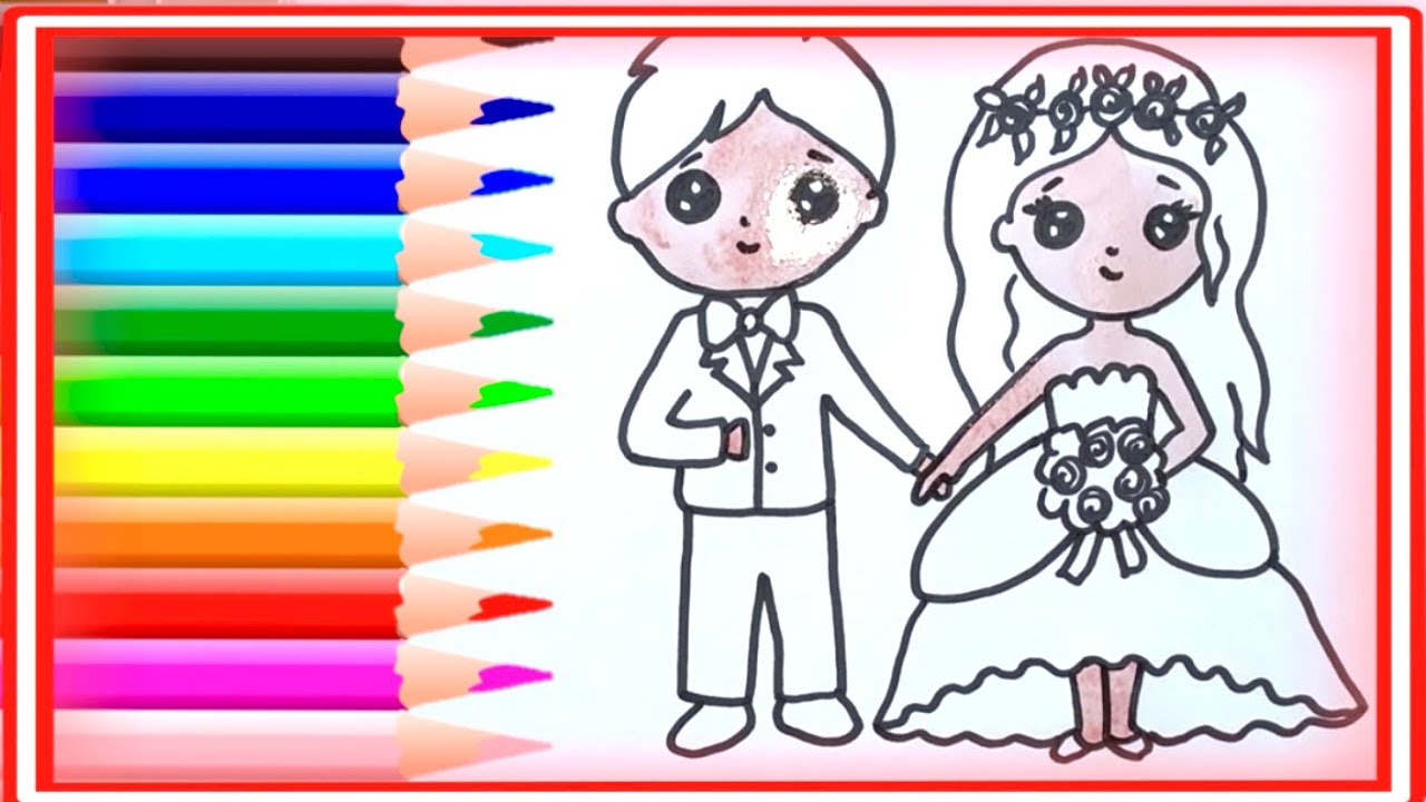 ️How To Draw ️A Married Couple 🤵🏻👰🏼🖤🤍| Easy Drawing For Kids ️ - YouTube
