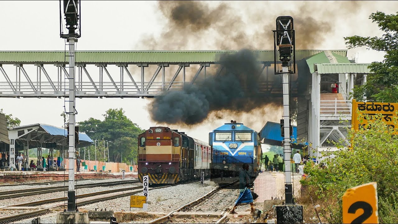 EMD vs Smoking ALCOs | WDP4 Loop Line vs Twin WDM3D Mainline ...