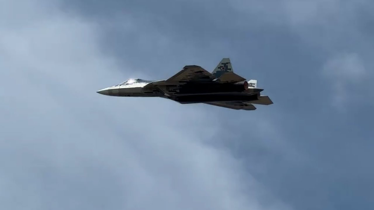 A flawless flight performance by the Su-57, showcasing the entire ...