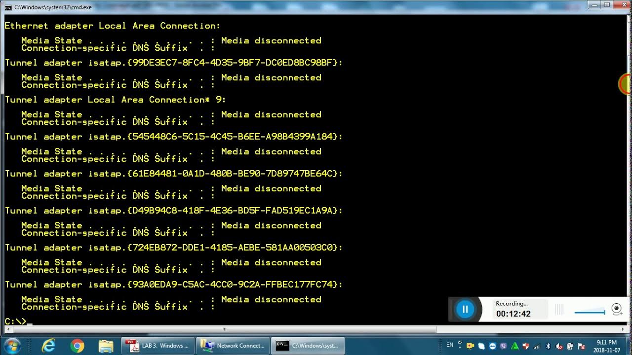LAB 4 Windows Network Diagnostic Commands for test the Networks - YouTube