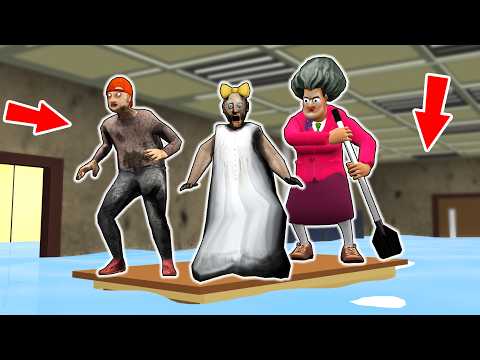Büyükanne vs Korkunç Öğretmen 3D vs Okuldaki Sel vs Büyükbaba - Komik Korku  (Eğlenceli Karışım 19)
