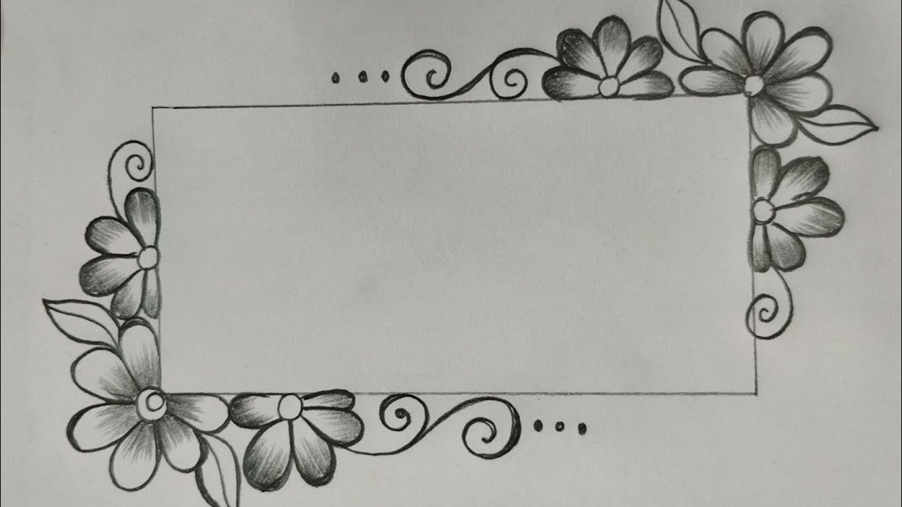 How to draw flower border design | Project design by pencil|A4 sheet ...