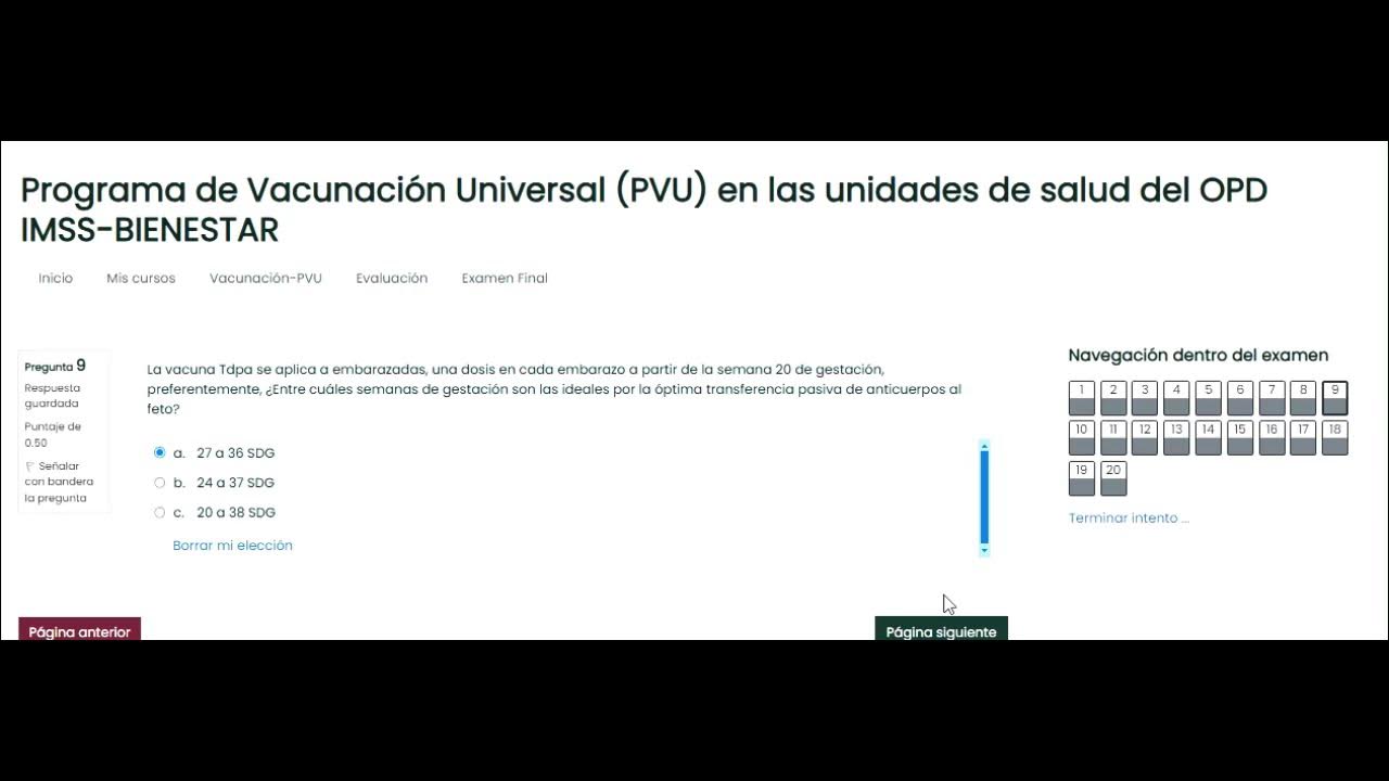 Exam SIESABI | Prog de Vacunación Universal (PVU) en las unidades de salud del OPD IMSS ...