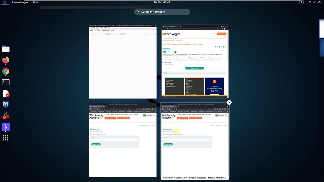 CSRF where token is not tied to user session (Video solution, Audio) - YouTube
