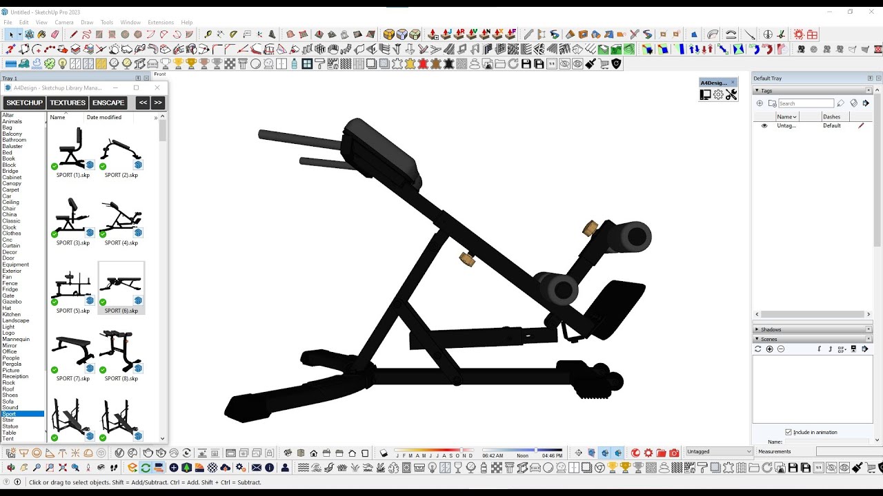 Sketchup Library Manager Plugin Sketchup Model Of Sports Equipment