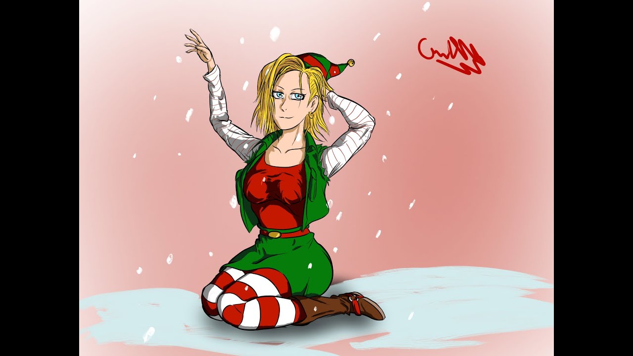 Android 18 Holiday Speedpaint - YouTube