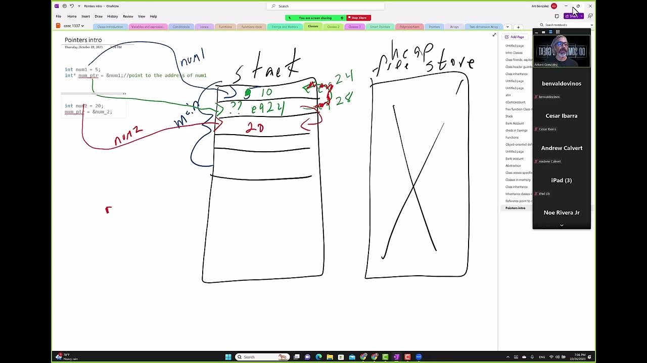 102423 COSC 1337 C++ pointers + virtual functions = polymorphism - YouTube