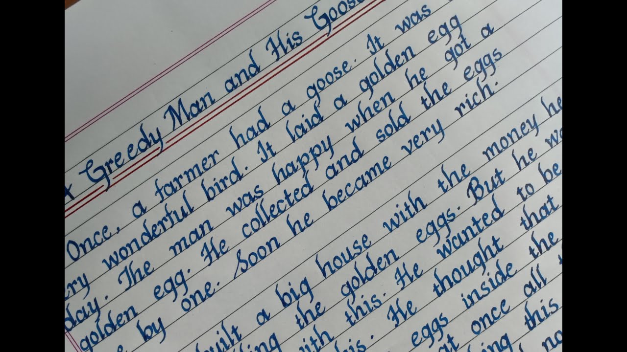 Moral story ''A Greedy Man and His Goose'' || Mono Cursive Handwriting ...
