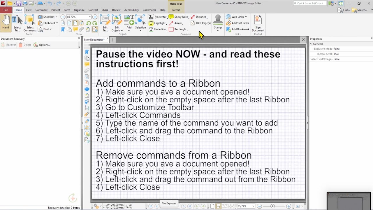PDF Exchange Editor Add Remove Commands in Ribbon - YouTube