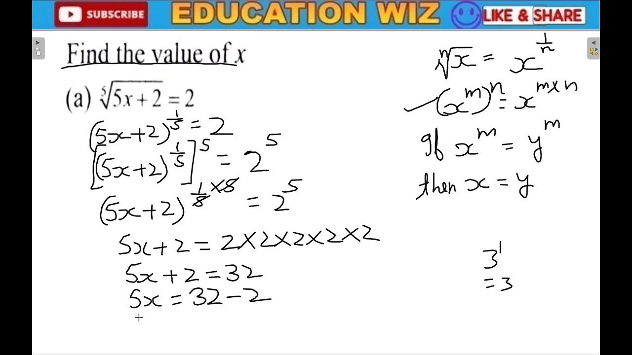 find-the-value-of-x-5th-root-of-5x-2-2-class-8-class-9