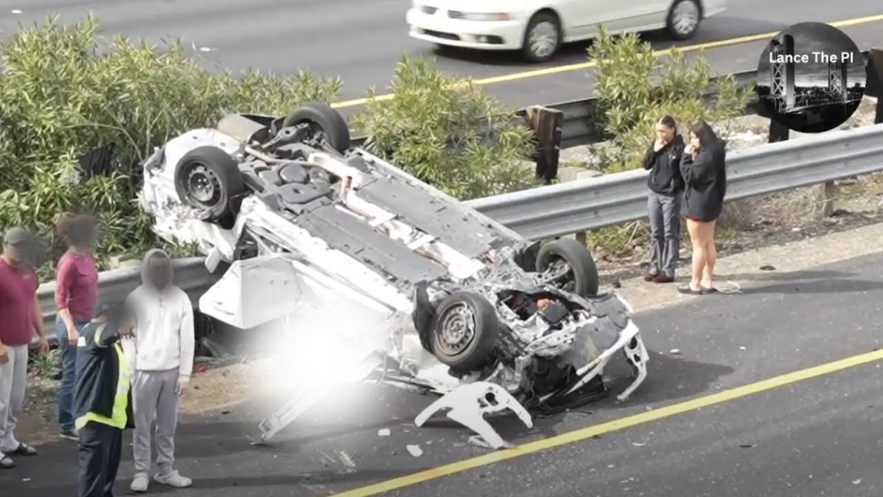 🚨 Car Hits Guardrail and Flies Through The Air onto The Freeway - YouTube