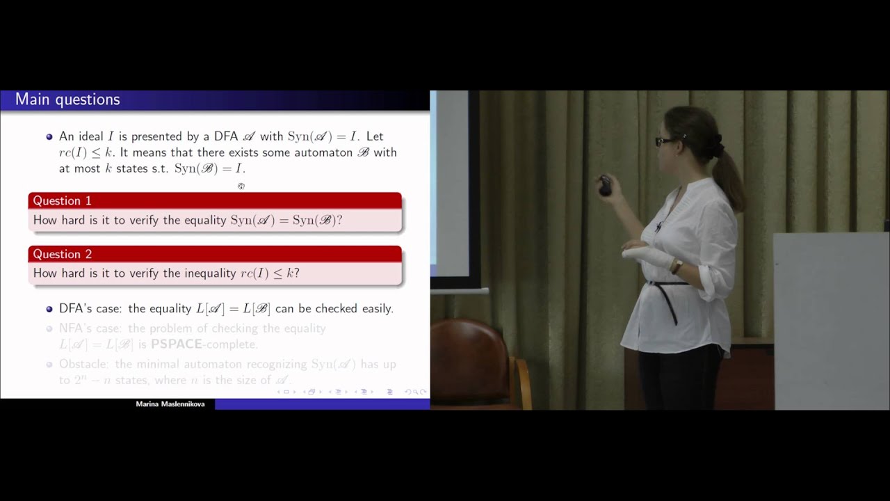 CSEDays. Theory 2014. Two PSPACE-complete problems... (Marina ...