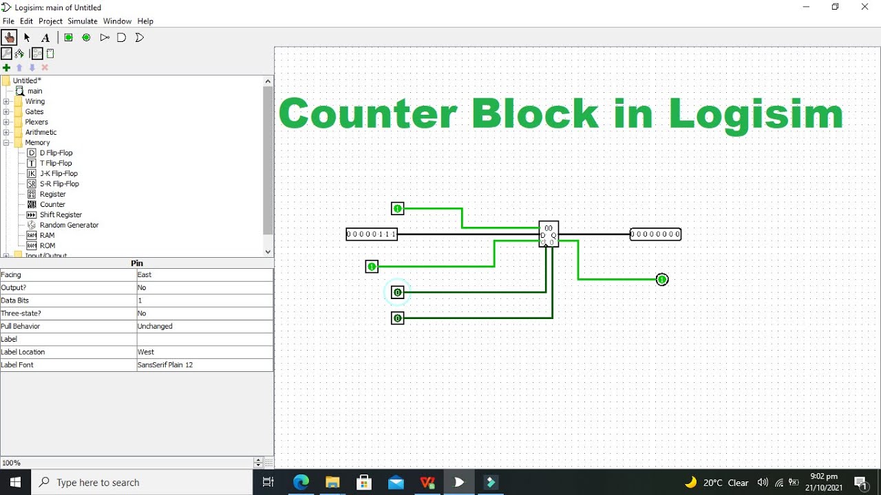 How To Use A Counter In Logisim Counter Block In Logisim YouTube