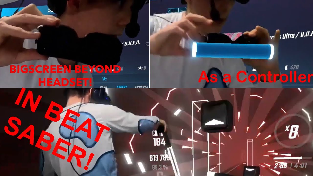 using my bigscreen beyond as a controller in beat saber - YouTube