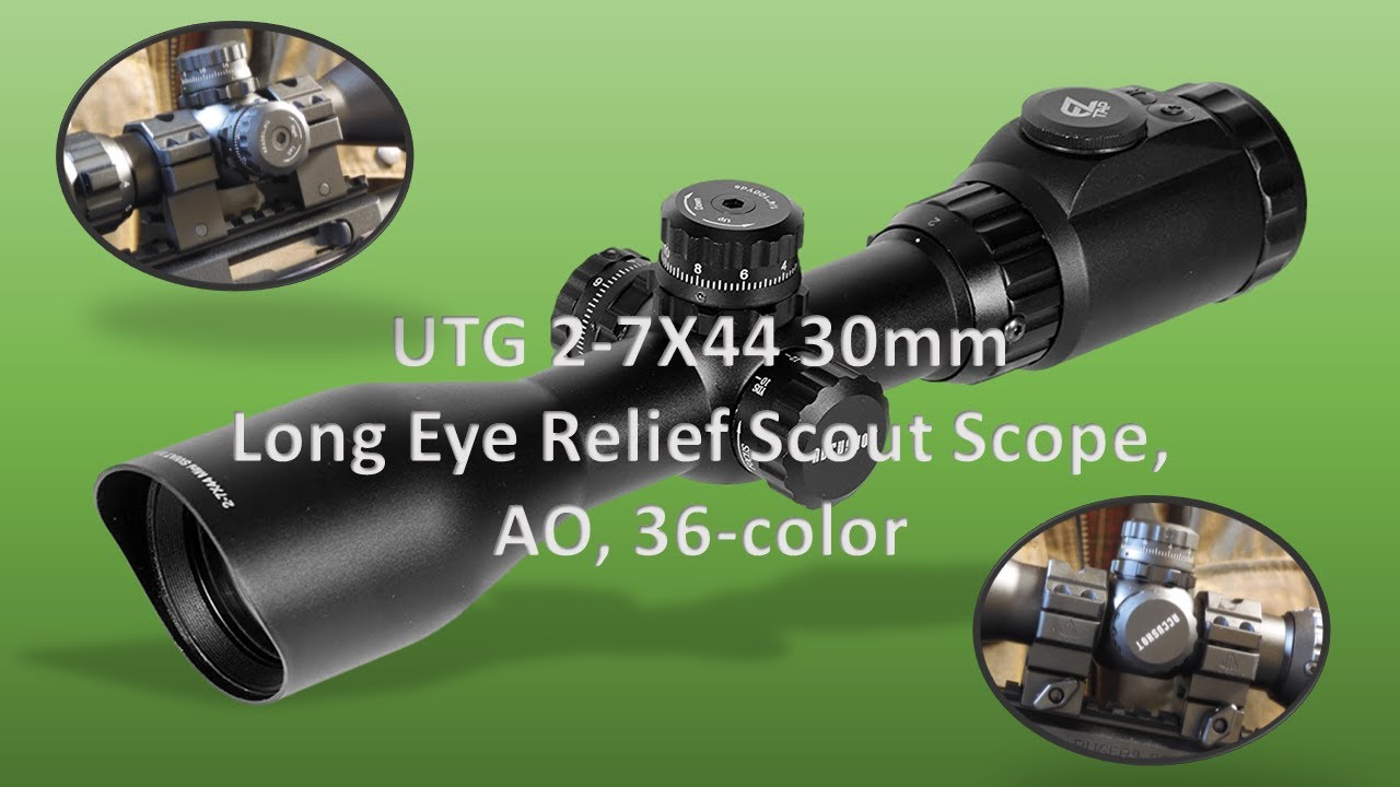 UTG 2 7X44 30mm Long Eye Relief Scout Scope AO 36 color YouTube
