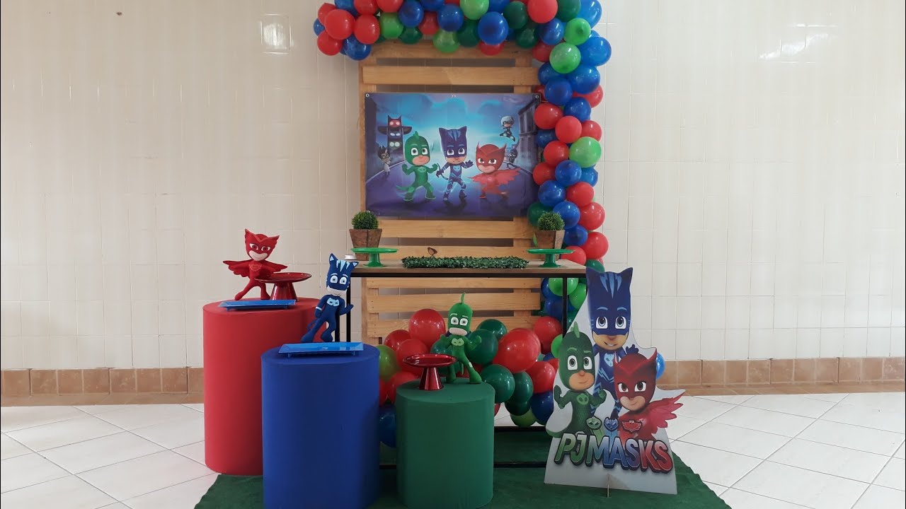 Decoração pj masks mini table. - YouTube