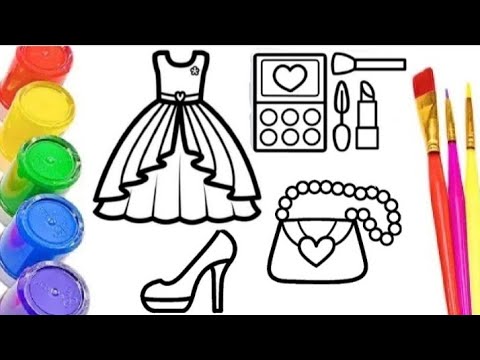 Barbie gehun makeup set drawing/how to draw makeup set - YouTube