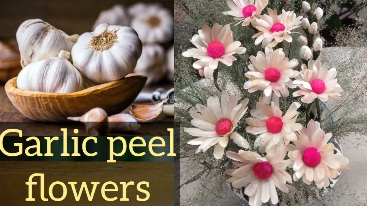 Handmade Flowers with Garlic Peel/Garlic waste Reuse Ideas/Decorate ...