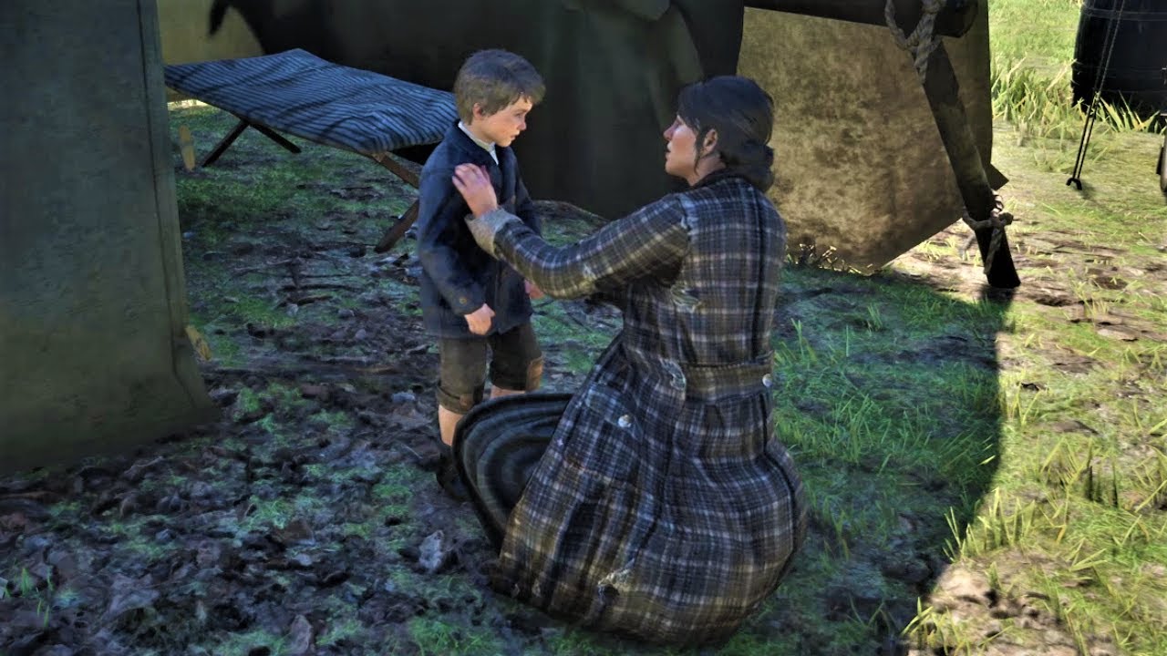 Abigail tries to comfort little crying Jack - Red Dead Redemption 2 ...