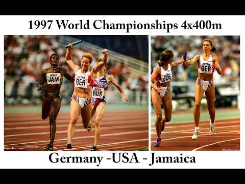 Germany win women's  4x400m 1997 World Athletics Championships - Grit Bruer 48.73 relay split