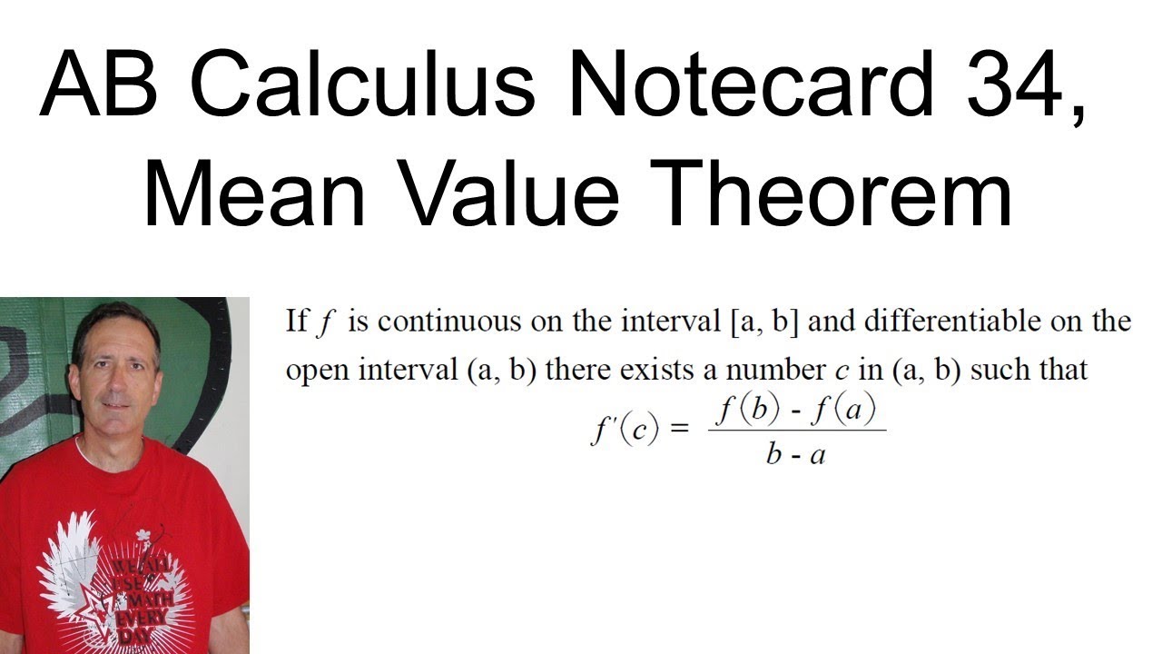 AB Calculus Notecard 34, Mean Value Theorem - YouTube