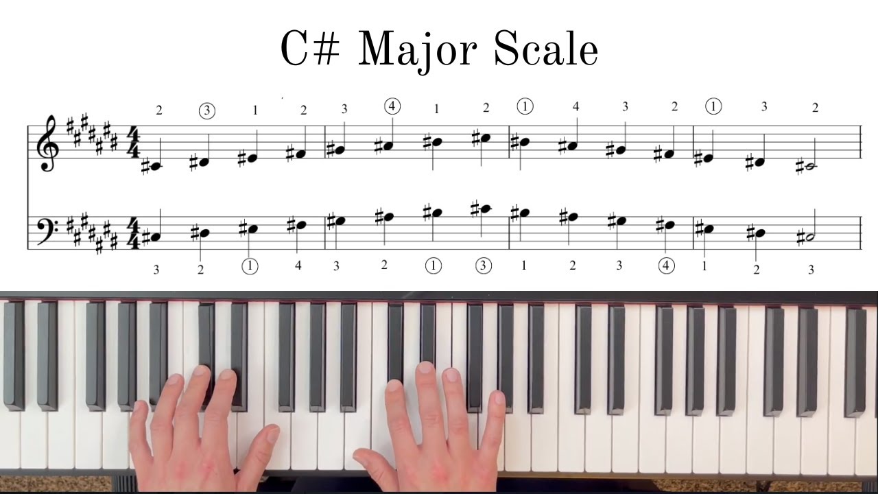 C# Major Scale- One Octave- Easy Piano - YouTube