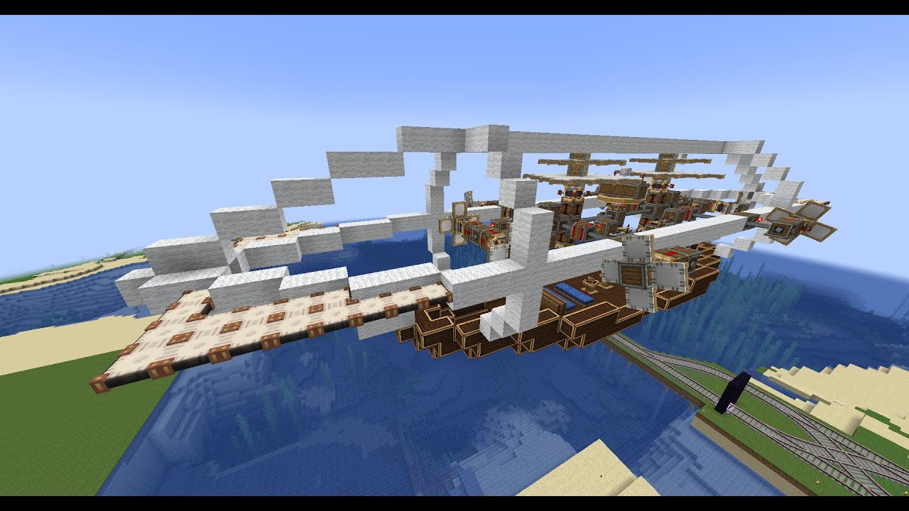 Minecraft create mod 14. propeller airship test 3 (Clockwork) - YouTube